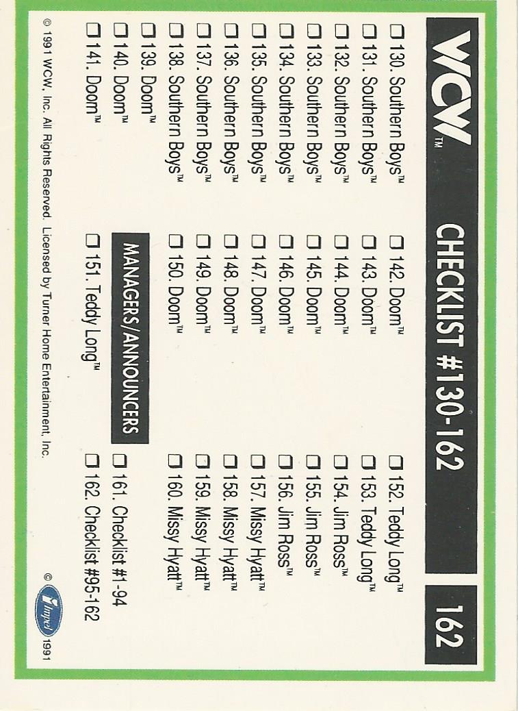 WCW Impel 1991 Trading Cards Checklist Part 2 No.162 – Wrestling Cards ...