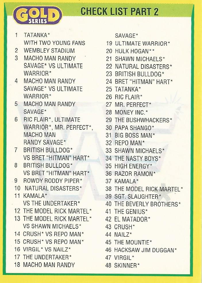 WWF Merlin Gold Series 2 1992 Trading Cards Checklist Part 2 No.96 ...